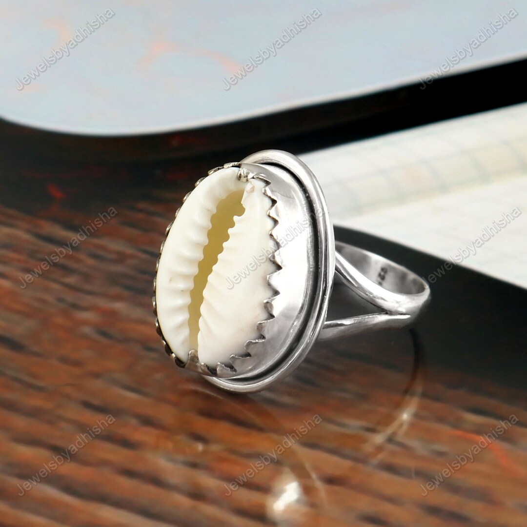 Cowrie Ring, Cowrie Shell Ring, Beach Shell Ring, 925 Sterling Silver ...