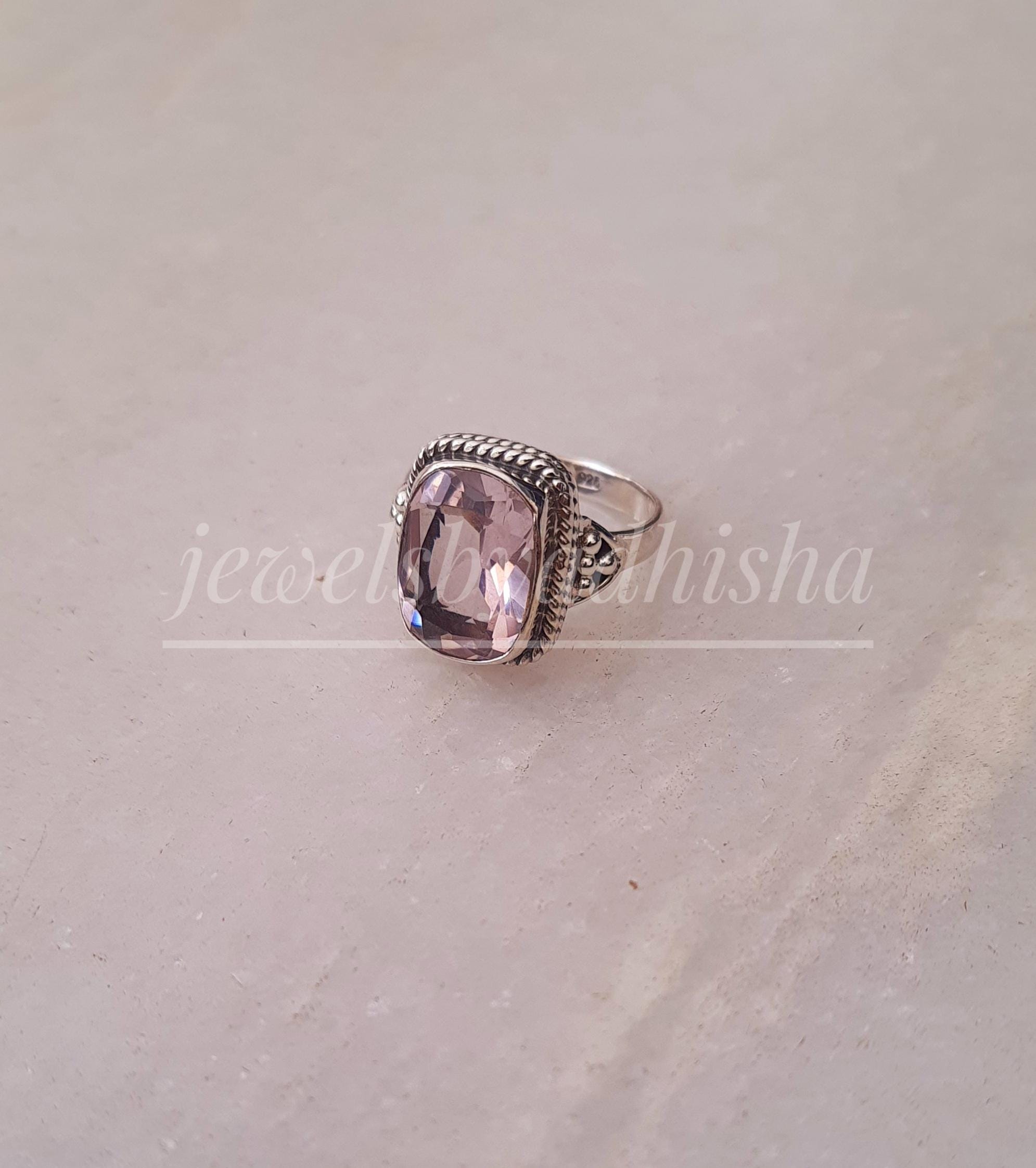 Flawless Brazilian Natural Pink Amethyst Ring ,925 Sterling Silver Ring ...