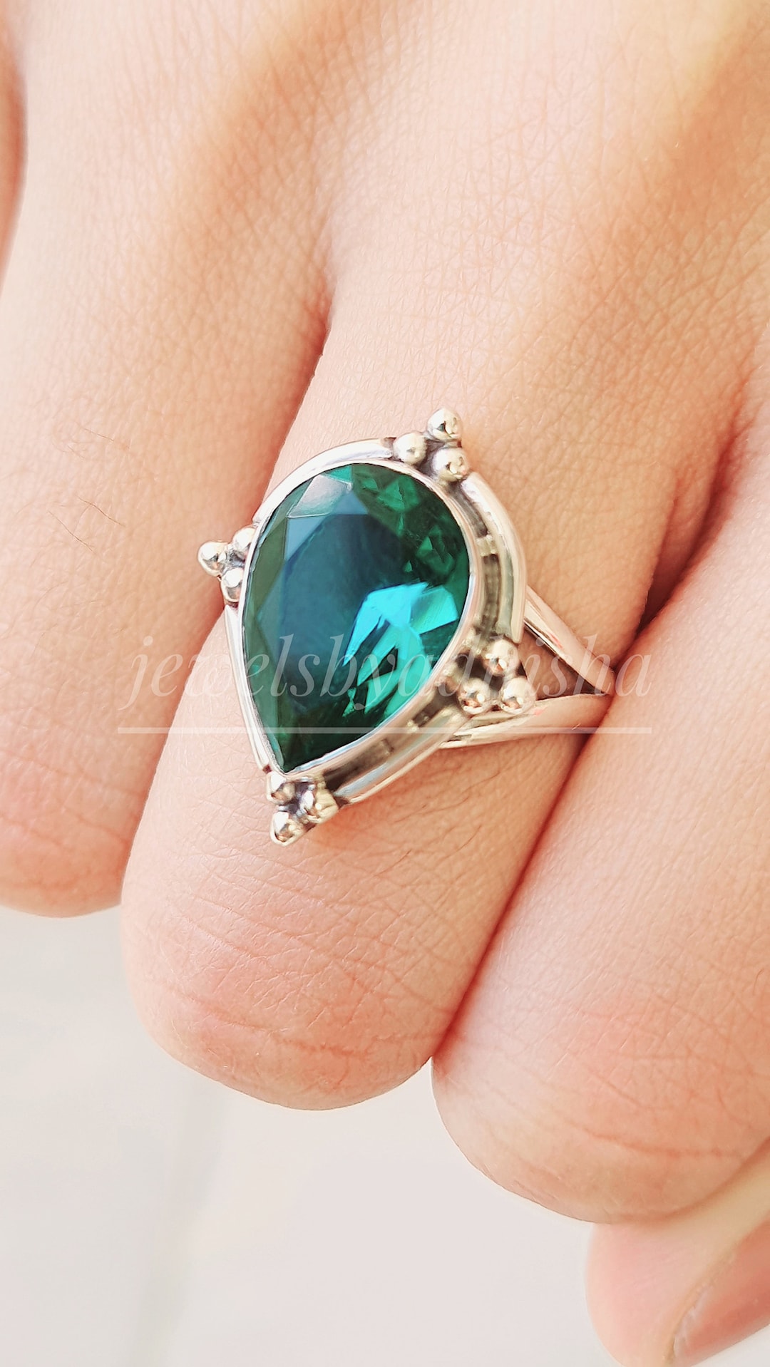 Green Fluorite Ring, Green Teal Quartz, Solitaire Stacking Genuine ...