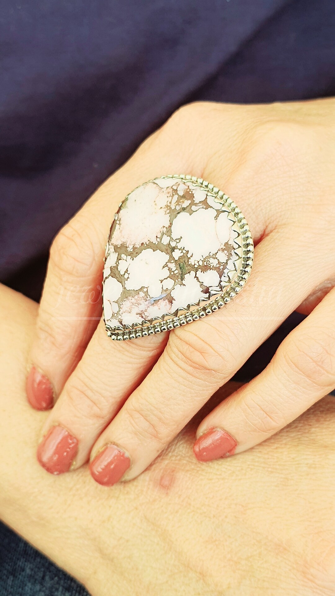 Natural Wild Horse Magnesite Ring, Native American 925sterling Silver ...