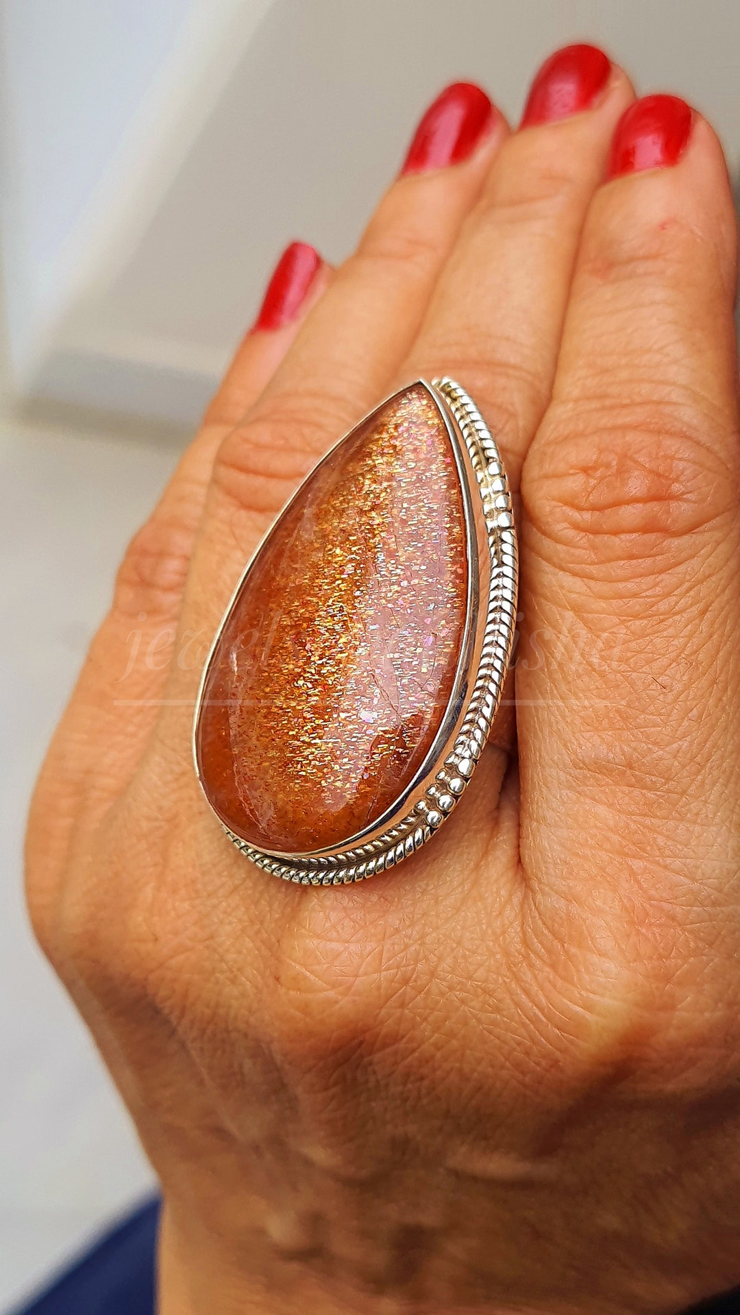 Natural Large Sunstone Ring,925 Sterling Silver Ring,unique Sunstone Ring, RARE TO FIND High ...