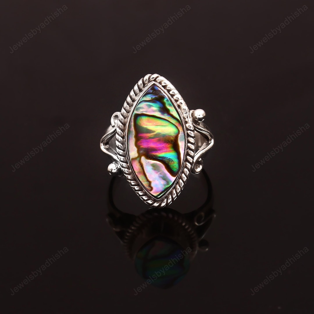 Natural Abalone Shell Ring, Abalone Shell Jewelry, 925 Sterling Silver Ring, Ring for Women ...