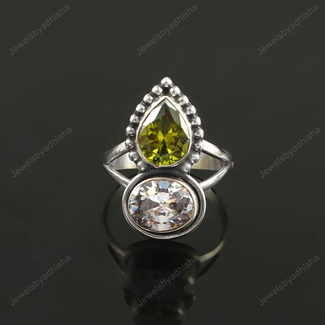 Natural Petalite Moldavite Gemstone Ring, Women's Rings Petalite ...