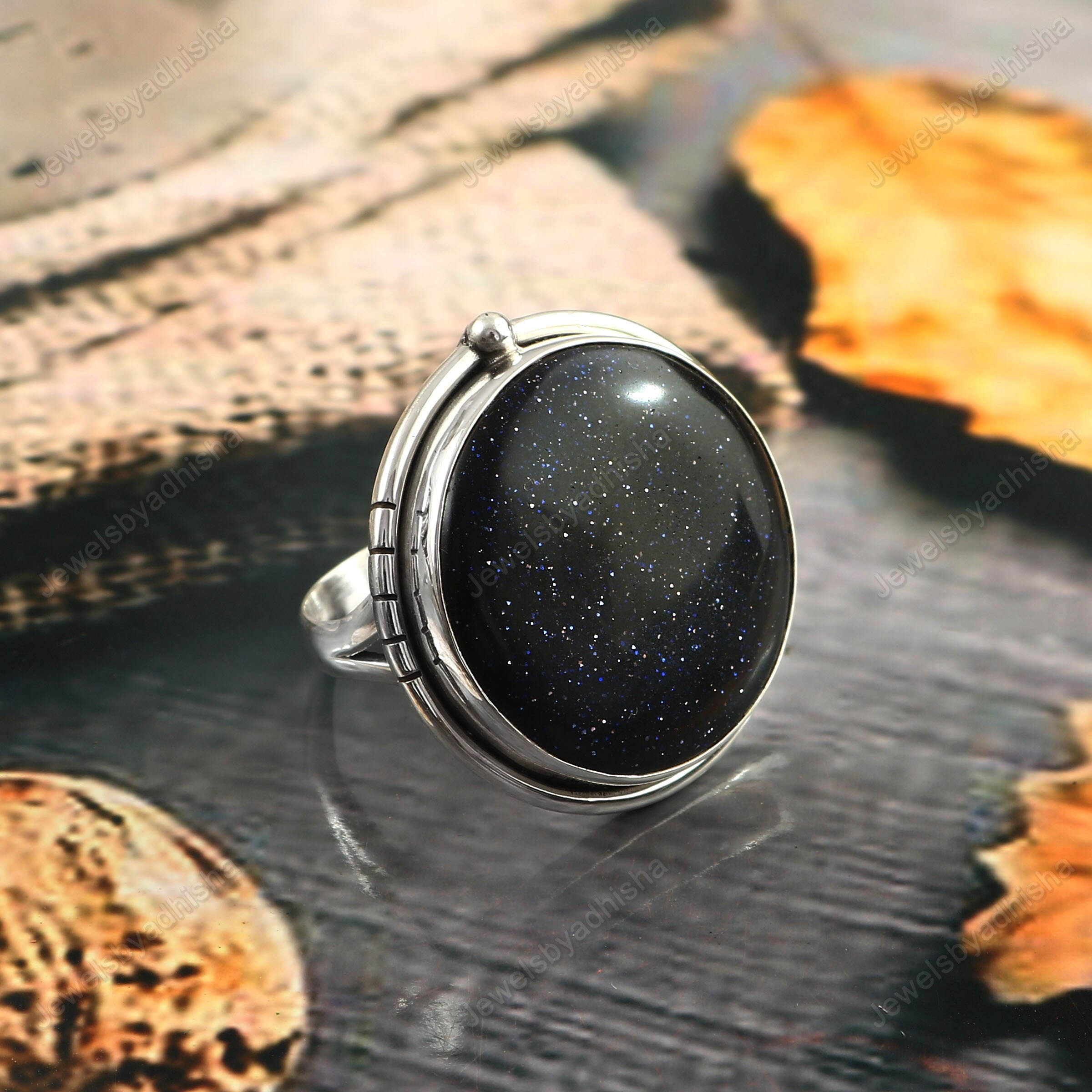 Large Blue Sun Stone Ring 925 Sterling Silver Ring gemstone - Etsy