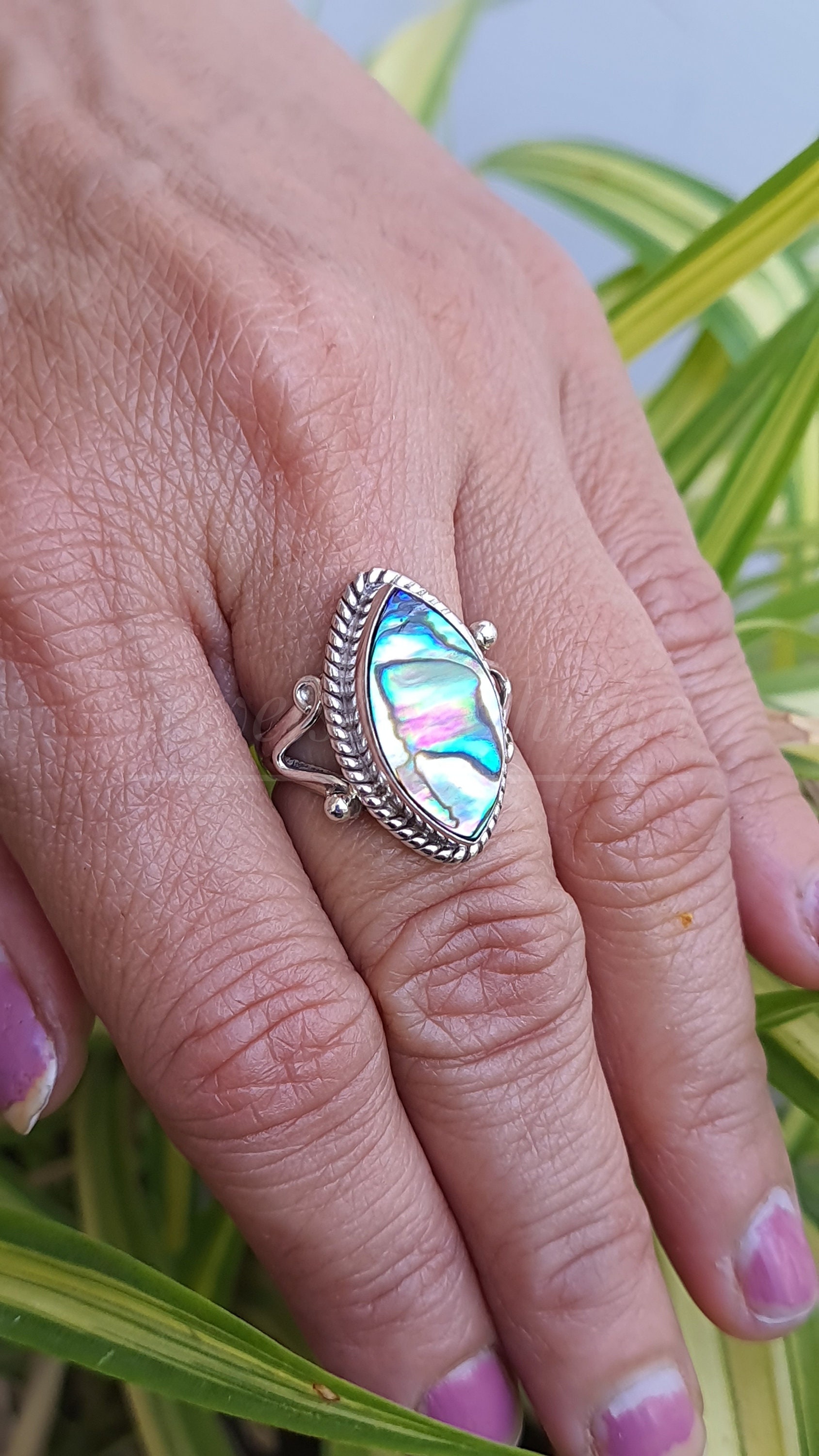 Natural Abalone Shell Ring Abalone Shell Jewelry 925 - Etsy