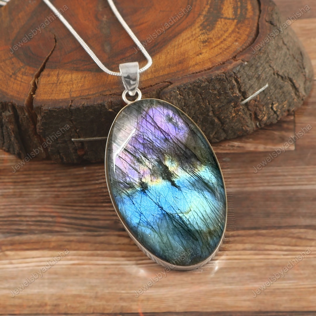 Spectrolite Labradorite Necklace, Blue Multi Flash Natural Labradorite ...