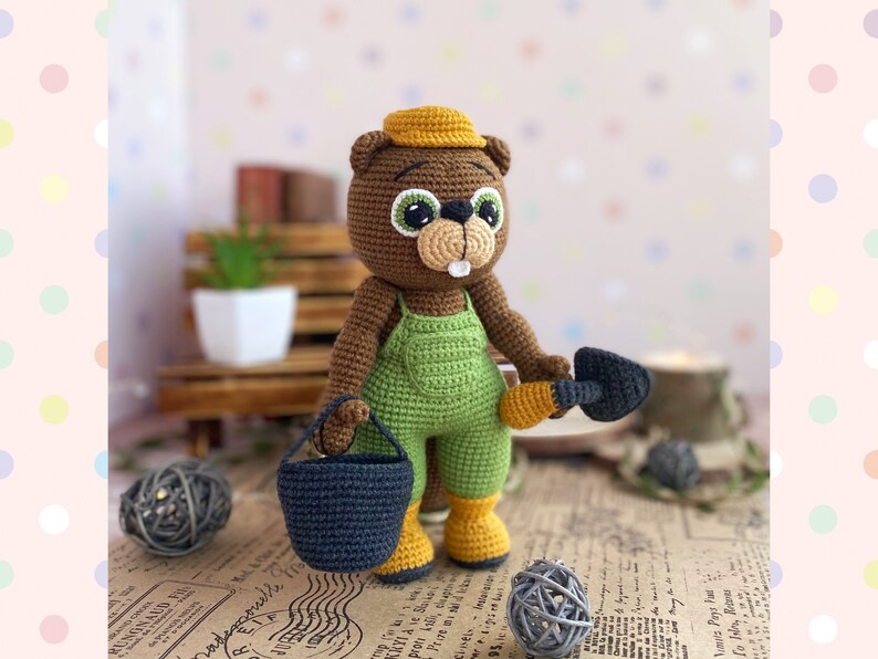 Crochet Pattern Doll Beaver Builder. Tutorial Beaver in - Etsy