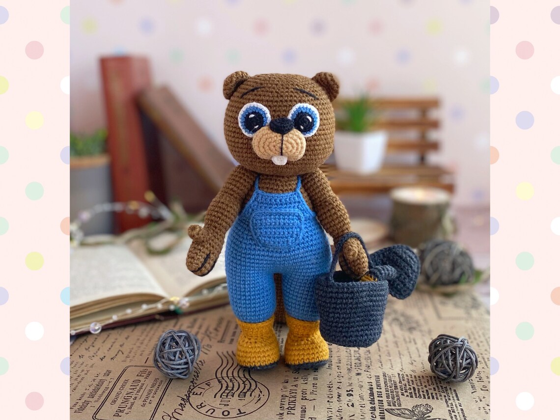 Crochet Pattern Doll Beaver Builder. Tutorial Beaver in - Etsy