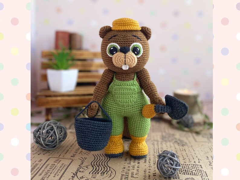Crochet Pattern Doll Beaver Builder. Tutorial Beaver in - Etsy