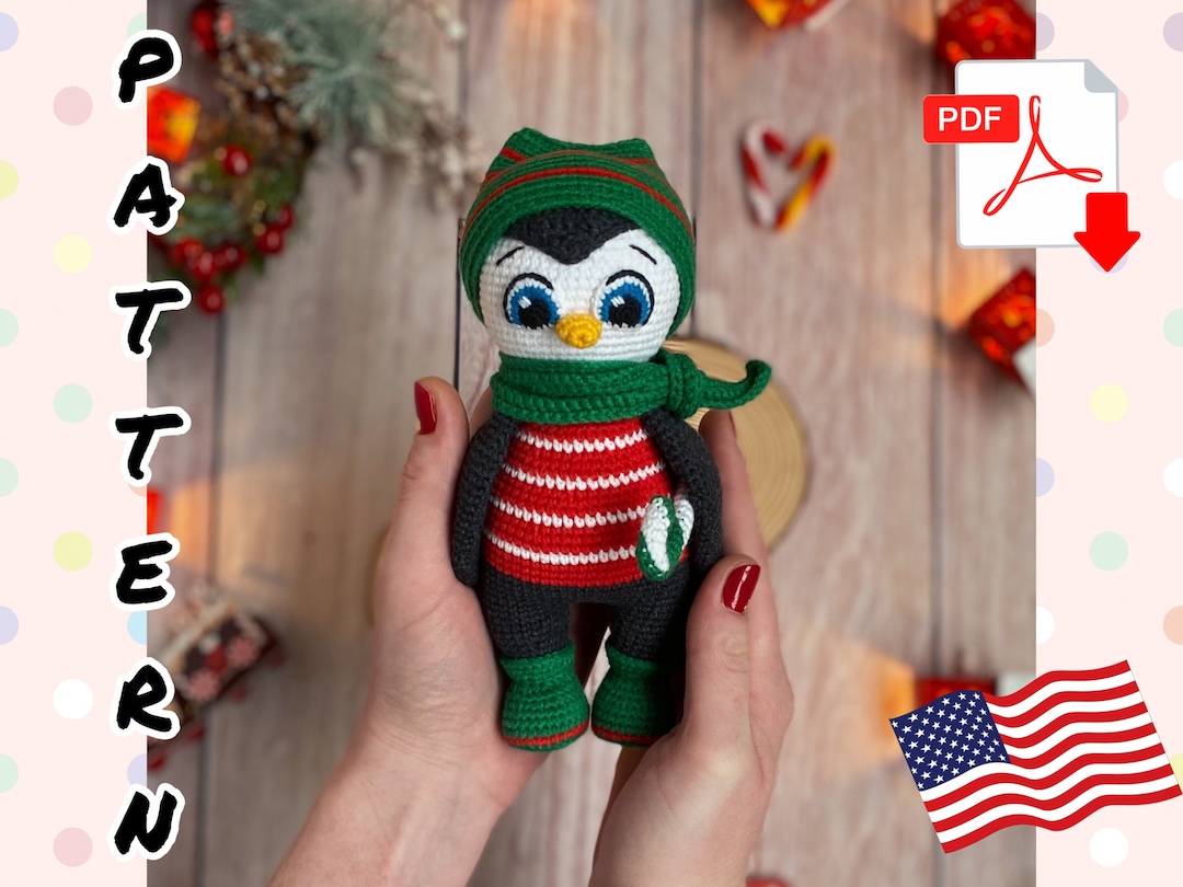 Crochet Pattern Doll Christmas Penguin. Amigurumi Pattern Penguin ...