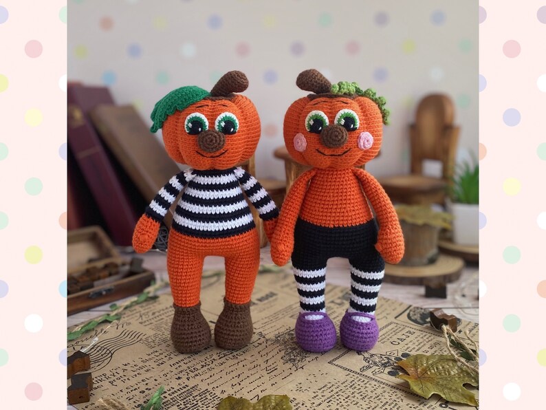 Crochet Pattern Cute Pumpkin Boy and Girl. TUTORIAL Doll - Etsy