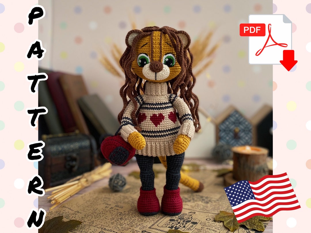 Crochet Pattern Doll Tiger. Amigurumi Pattern Tiger. TUTORIAL Tiger in ...