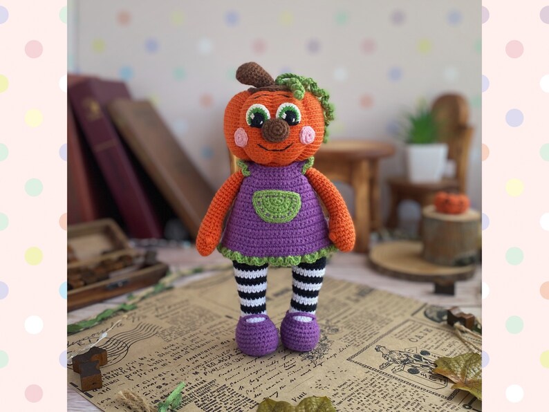 Crochet Pattern Cute Pumpkin Boy and Girl. TUTORIAL Doll Pumpkin in ...
