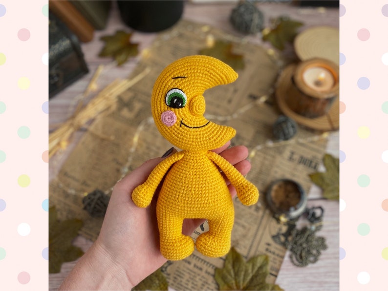 Crochet Pattern Doll Funny Crescent Moon. Amigurumi Pattern Moon ...