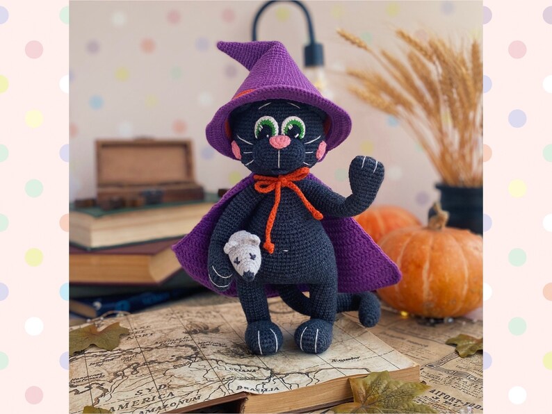 Crochet Pattern Doll Wizard Black CAT. TUTORIAL Cat in English - Etsy