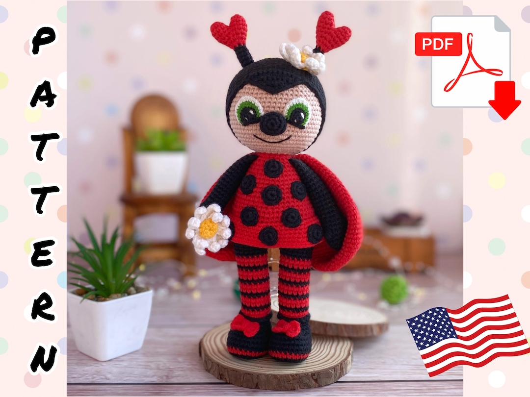 Crochet Pattern Doll Ladybug. Tutorial Ladybug in English in PDF ...
