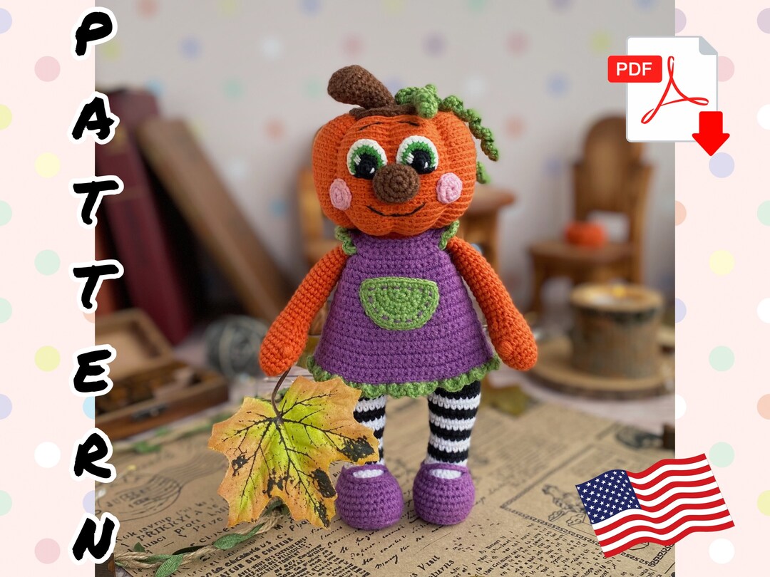 Crochet Pattern Doll Pumpkin Girl. TUTORIAL Doll Pumpkin in English in ...
