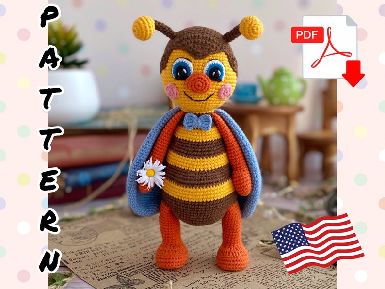 Crochet Pattern Doll Bee. Tutorial Bee in English in PDF. Amigurumi Bee ...