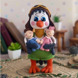 Crochet Pattern Doll Stork Pilot and Baby. TUTORIAL Stork and Baby in ...