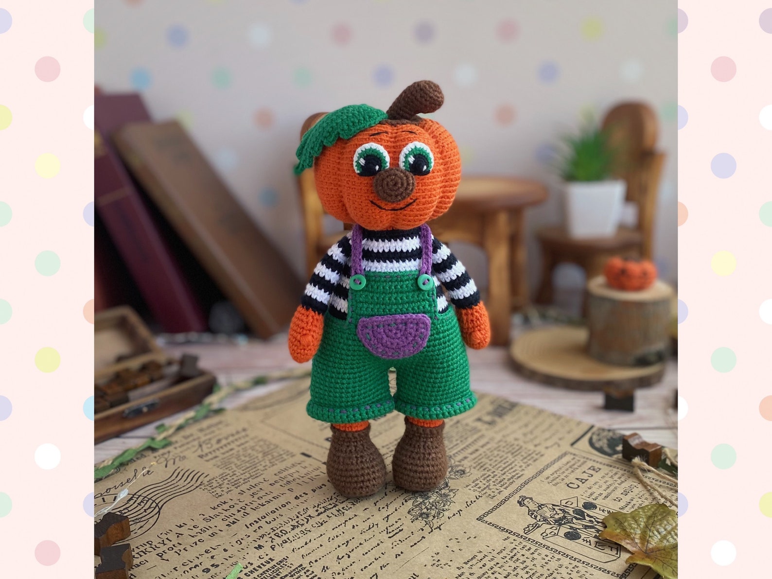 Crochet Pattern Cute Pumpkin Boy and Girl. TUTORIAL Doll Pumpkin in ...