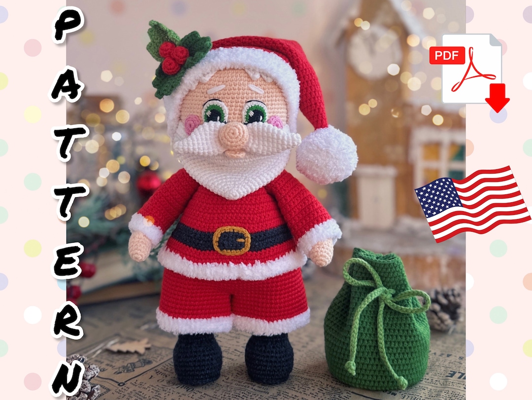 Crochet Pattern Doll Santa Claus. TUTORIAL Doll Santa Claus in English in PDF. Amigurumi Santa ...