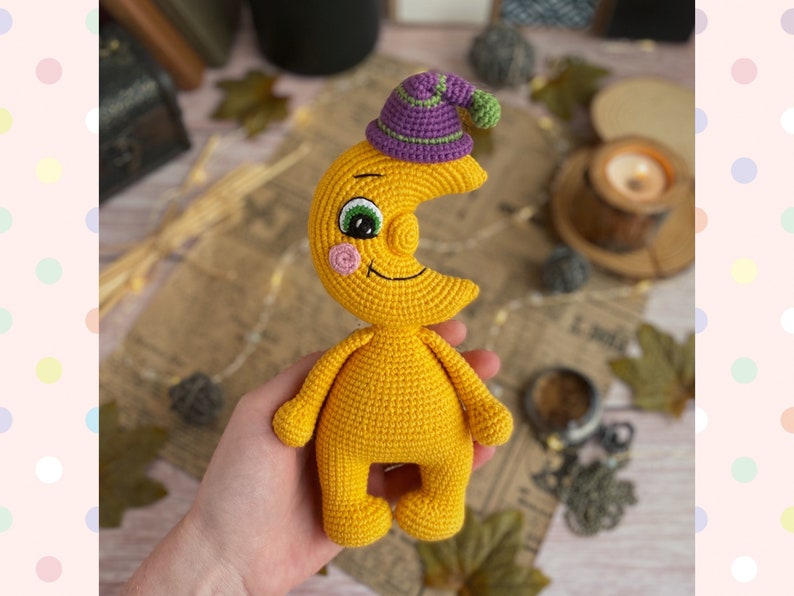Crochet Pattern Doll Funny Crescent Moon. Amigurumi Pattern Moon ...