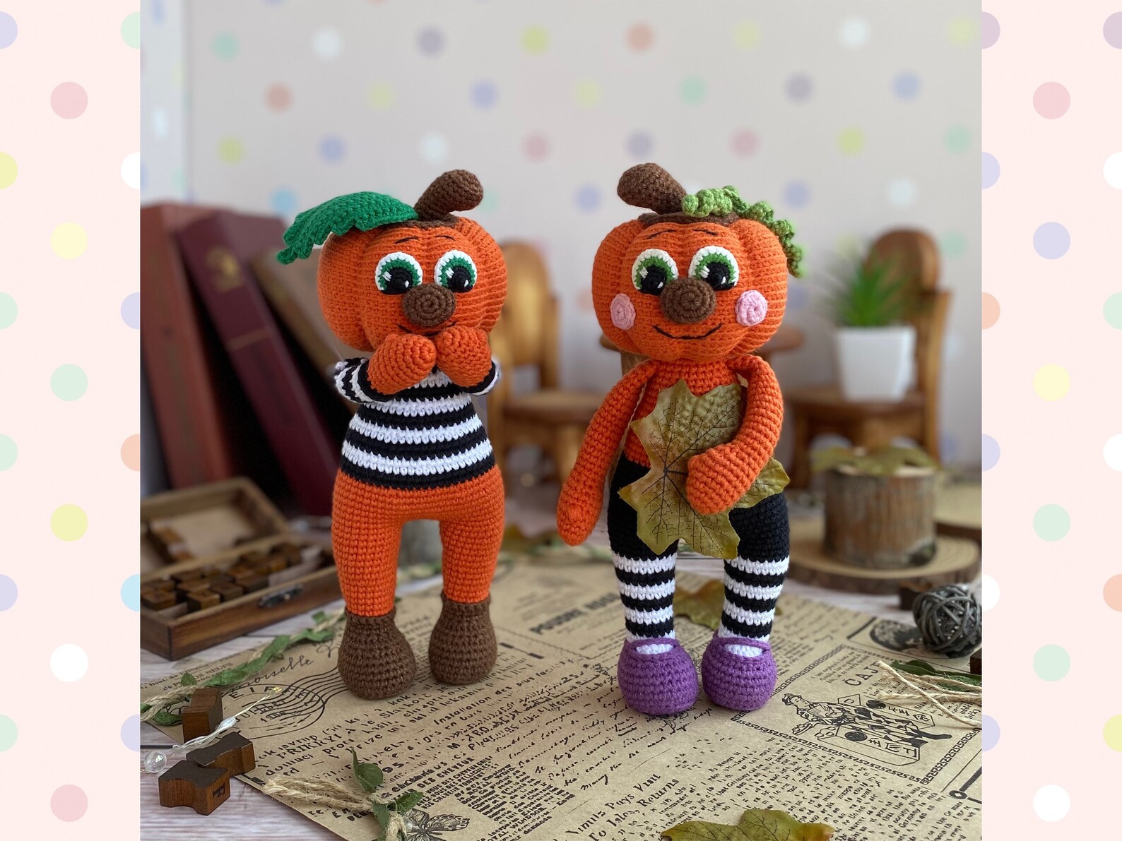 Crochet Pattern Cute Pumpkin Boy and Girl. TUTORIAL Doll - Etsy