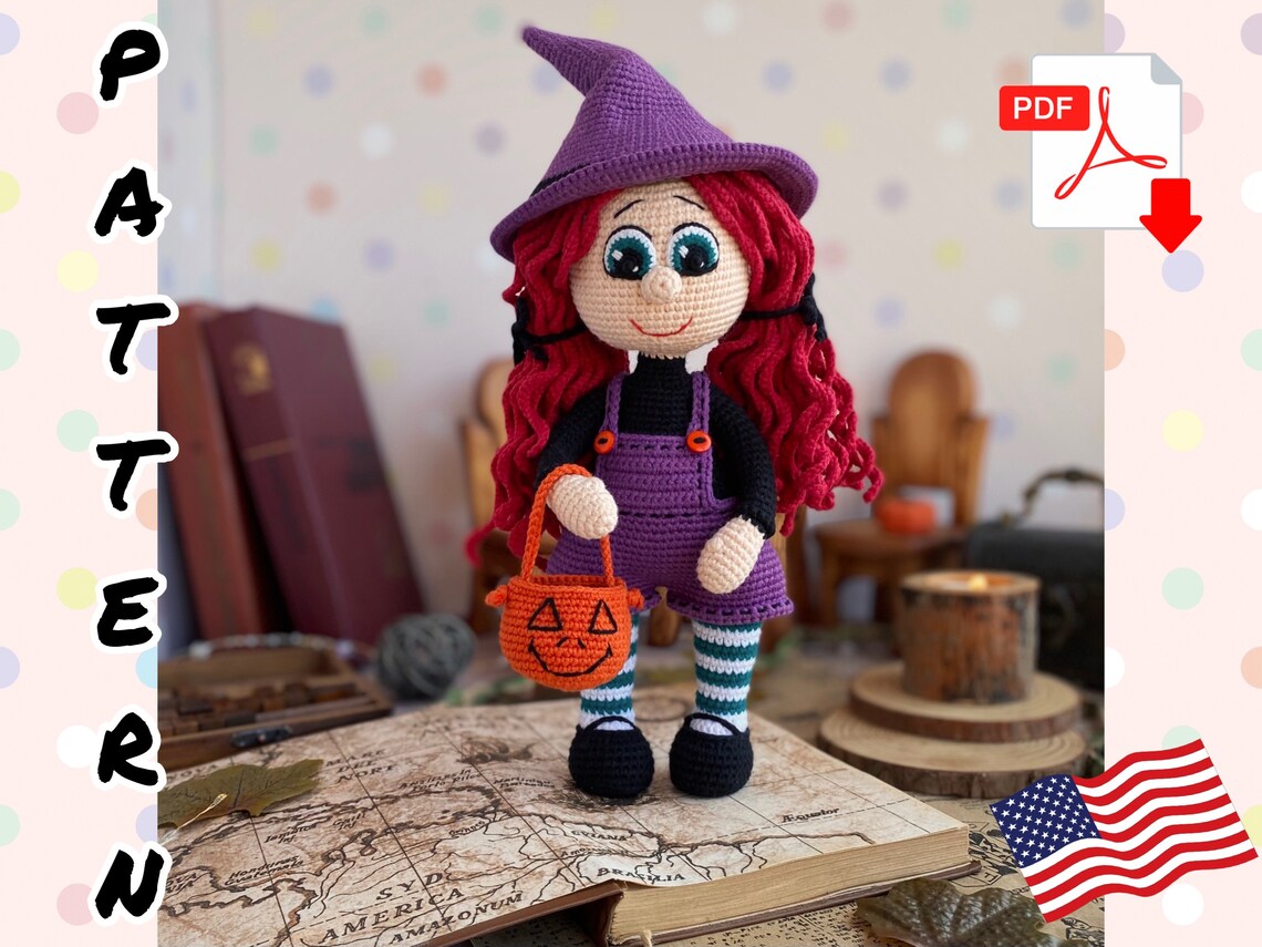 Crochet Pattern Doll Witch. TUTORIAL Doll in English in PDF. - Etsy