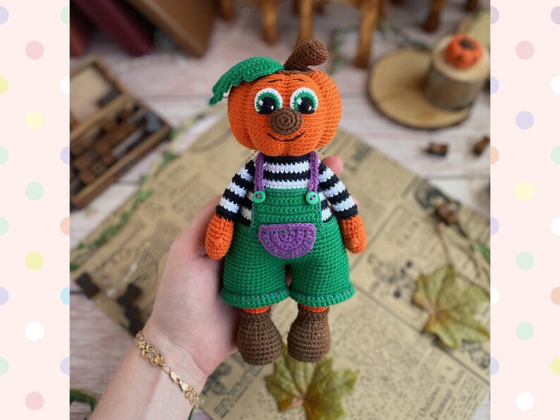 Crochet Pattern Cute Pumpkin Boy and Girl. TUTORIAL Doll Pumpkin in ...