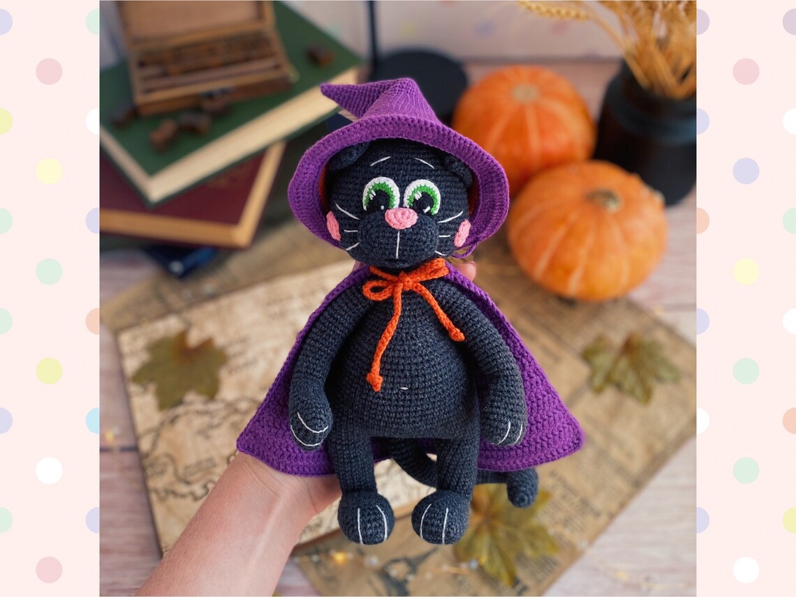 Crochet Pattern Doll Wizard Black CAT. TUTORIAL Cat in English - Etsy