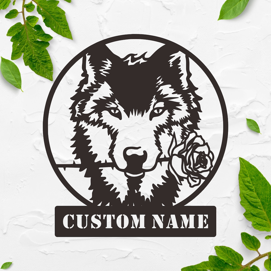 Personalized Metal Wolf Name Sign, Family Name Sign, Outdoor Sign ...