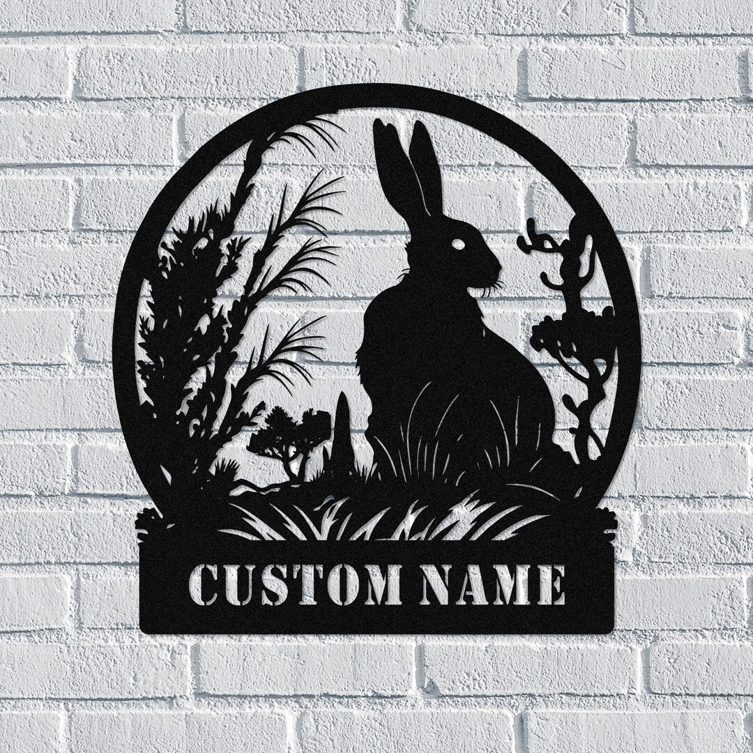 Custom Rabbit Metal Wall Art, Forest Metal Name Sign, Easter Gift Metal ...