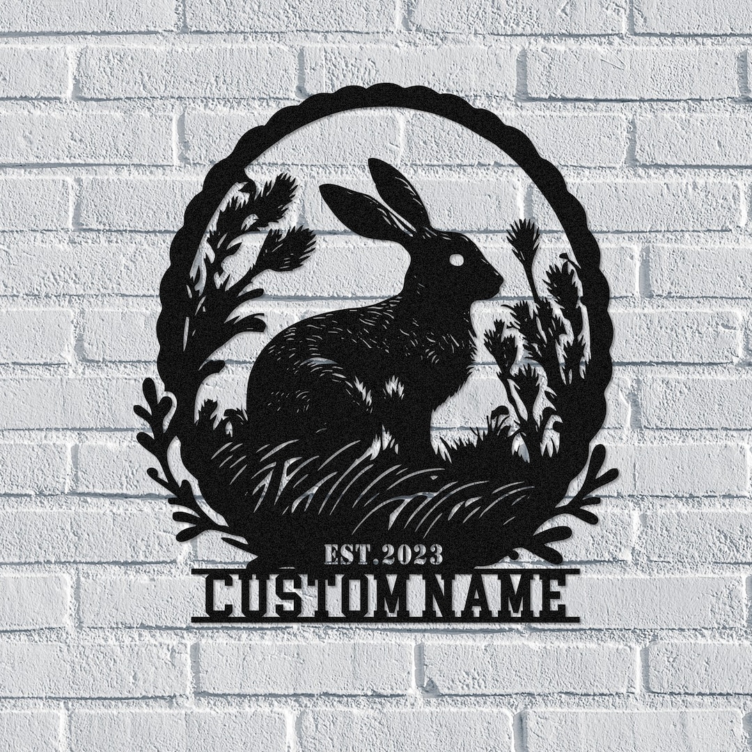 Custom Easter Rabbit Metal Wall Art, Forest Metal Name Sign, Easter ...