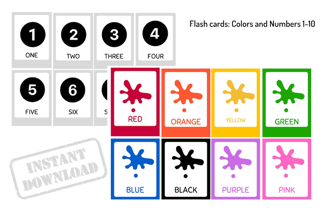 Toddler Flash Cards. Colors and Numbers 1-10 - Etsy