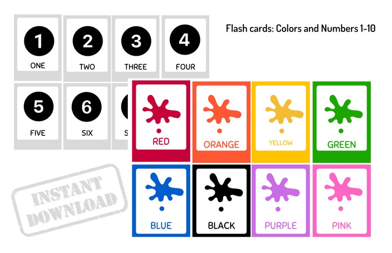 Toddler Flash Cards. Colors and Numbers 1-10 - Etsy