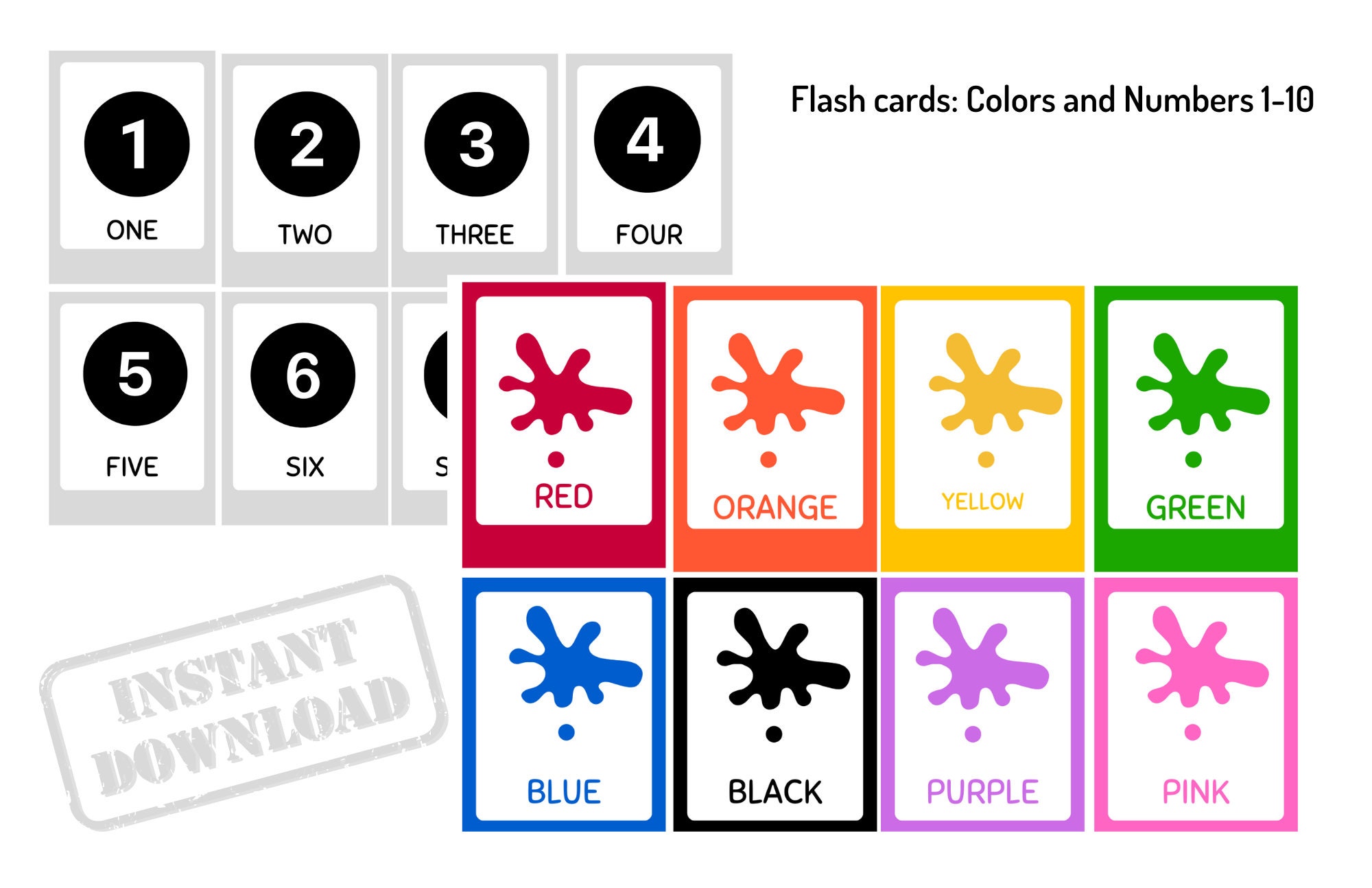 Toddler Flash Cards. Colors and Numbers 1-10 - Etsy