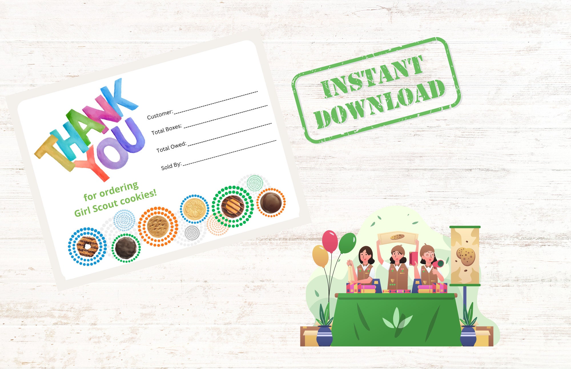 Girl Scout Thank You Cards| Cookie Booth & Sales - Etsy