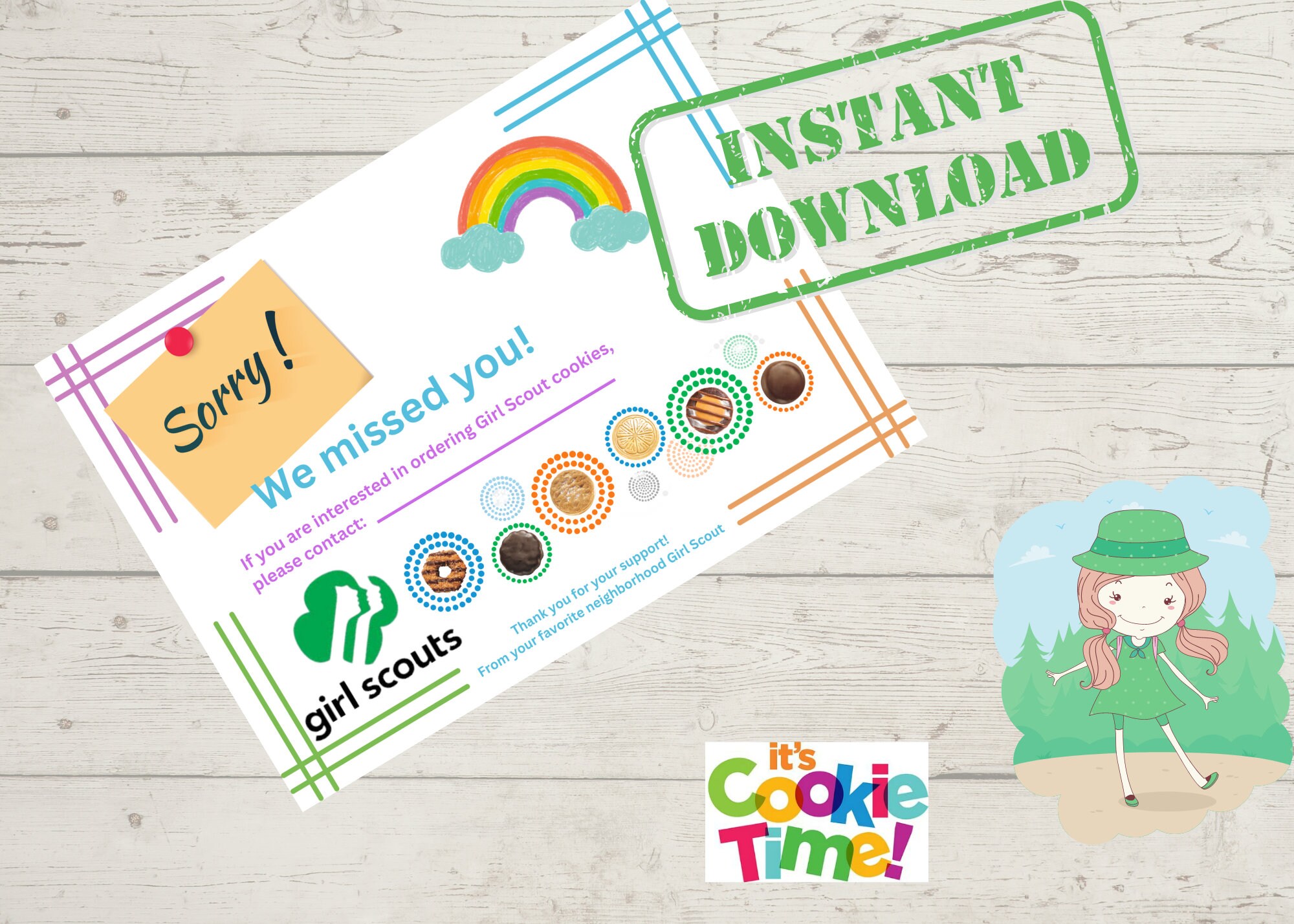 Girl Scout Sorry We Missed You Note Card| Cookie Booth & Sales - Etsy