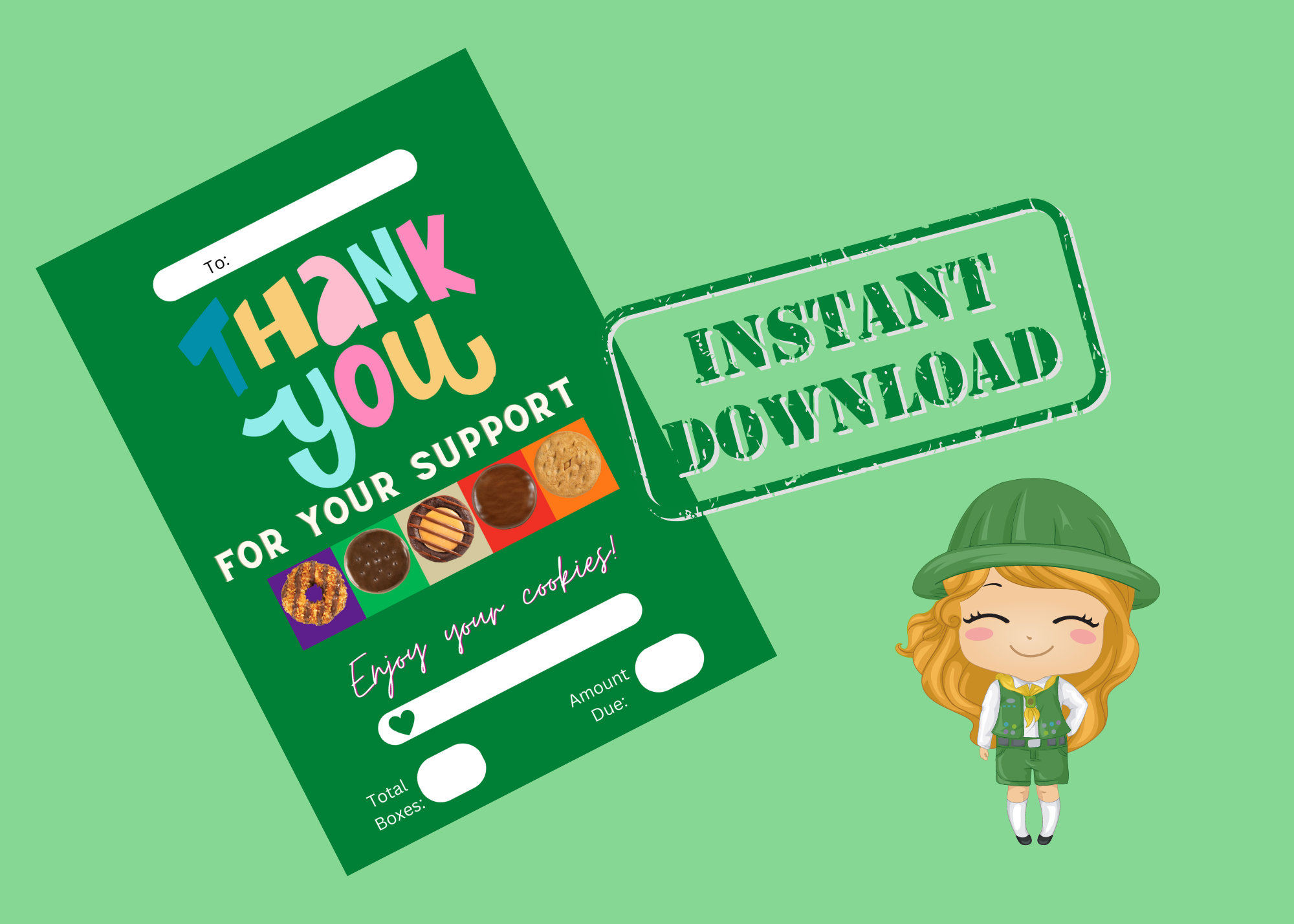Girl Scout Thank You Note Cards| Cookie Booth & Sales - Etsy