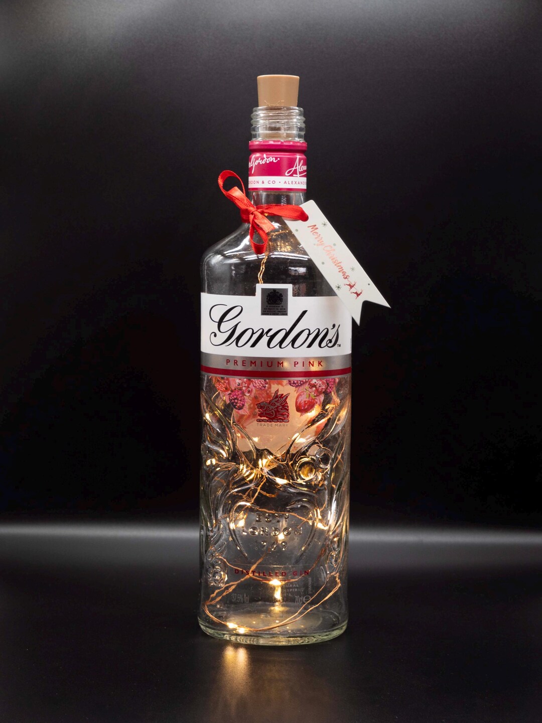 Gordons Premium Pink Gin Battery Light up Bottle, Upcycled Gin, Gin ...