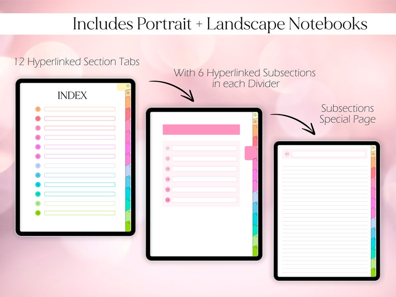 Digital Notebook, Hyperlinked Sections, Paper Templates (digital ...