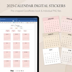 2025 Calendar Digital Stickers, Digital Sticky Notes, Calendar Widgets ...