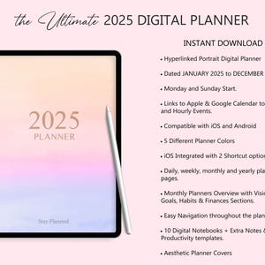 2025 Digital Planner, iPad Planner, Apple & Google Calendar, Daily ...