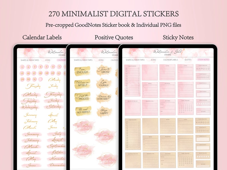 Daily Gratitude Journal Minimalist Digital Stickers Gratitude - Etsy