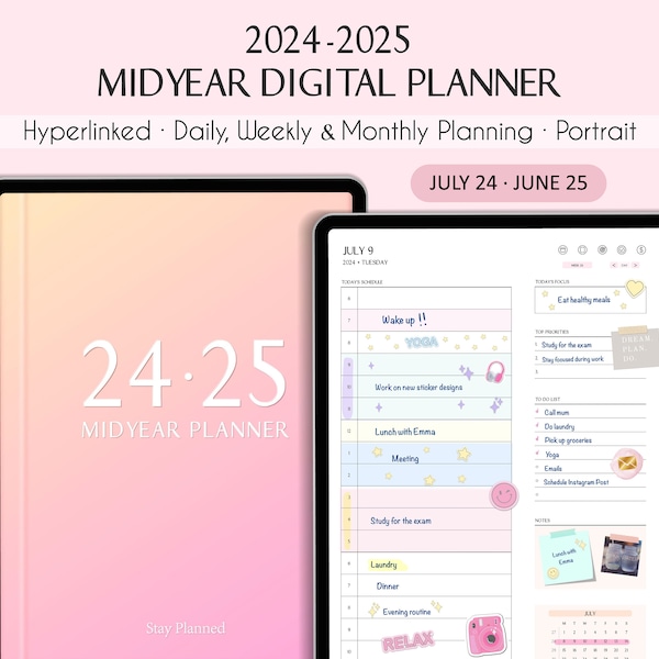 Digital Portrait Planner 2024 2025 - Etsy