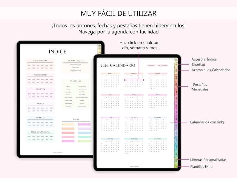 Spanish 2026 Digital Planner for iPad and Android (links to Apple ...