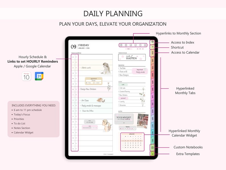 2026 Digital Planner, Ipad, Goodnotes, Apple & Google Calendar (digital ...
