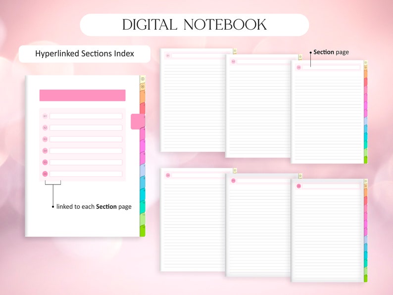 Digital Notebook Digital Journal Hyperlinked Sections and - Etsy