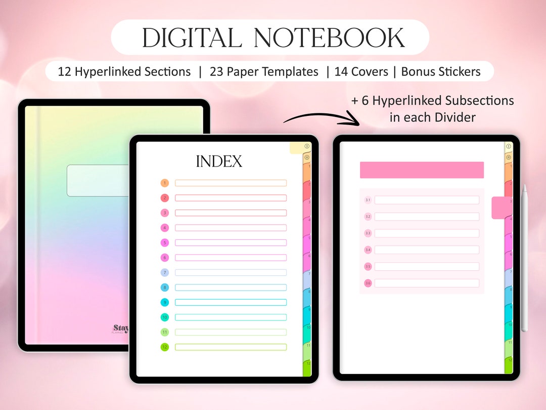 Digital Notebook, Digital Journal, Hyperlinked Sections and Subsections ...