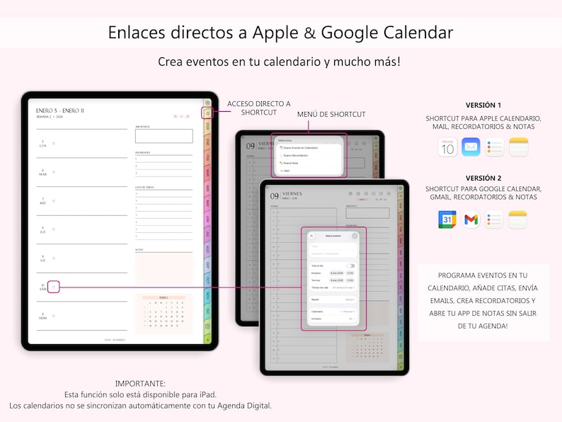 Planificador digital 2026 para iPad y Android (enlaces a Apple y Google ...